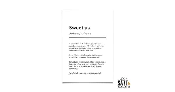 Sweet As Definition Print - Unique Wall Art